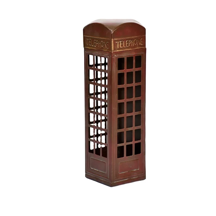 Classic Industrial Style Red Telephone Booth Retro Metal Wine Rack ...