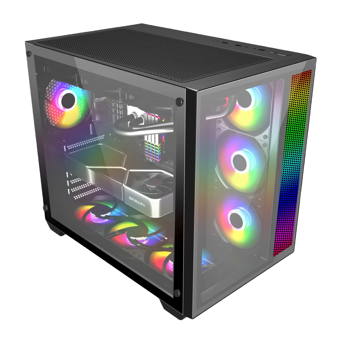 Gaming Atx Full Tower Pc Case With Tempered Glass Rgb Fan Mesh And ...