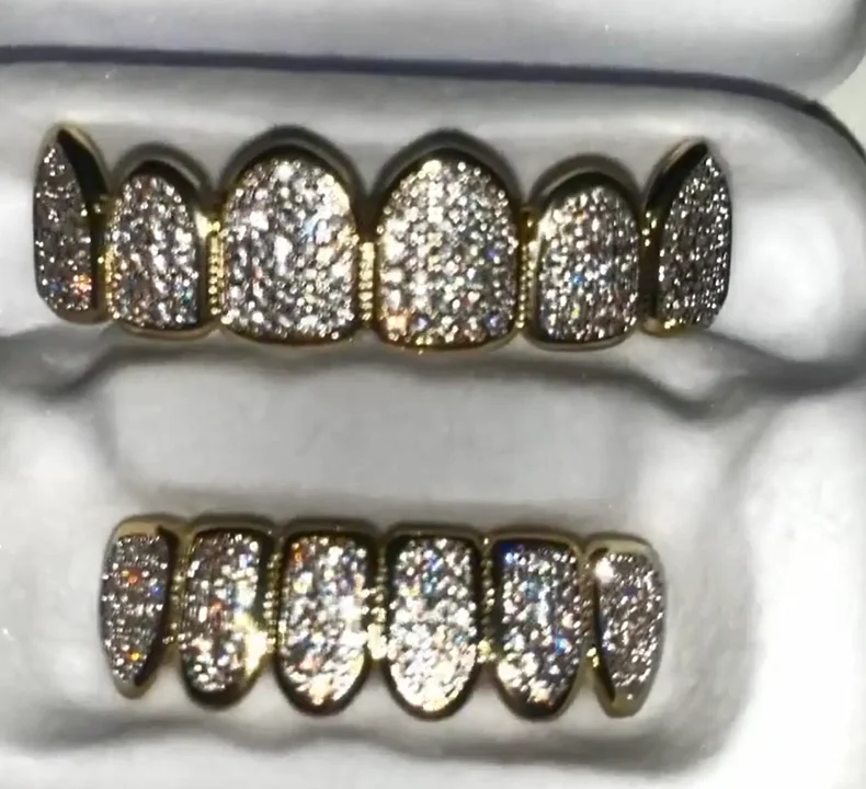 Custom Hip Hop Moissanite Teeth Grillz Top Bottom Grills Dental Mouth ...