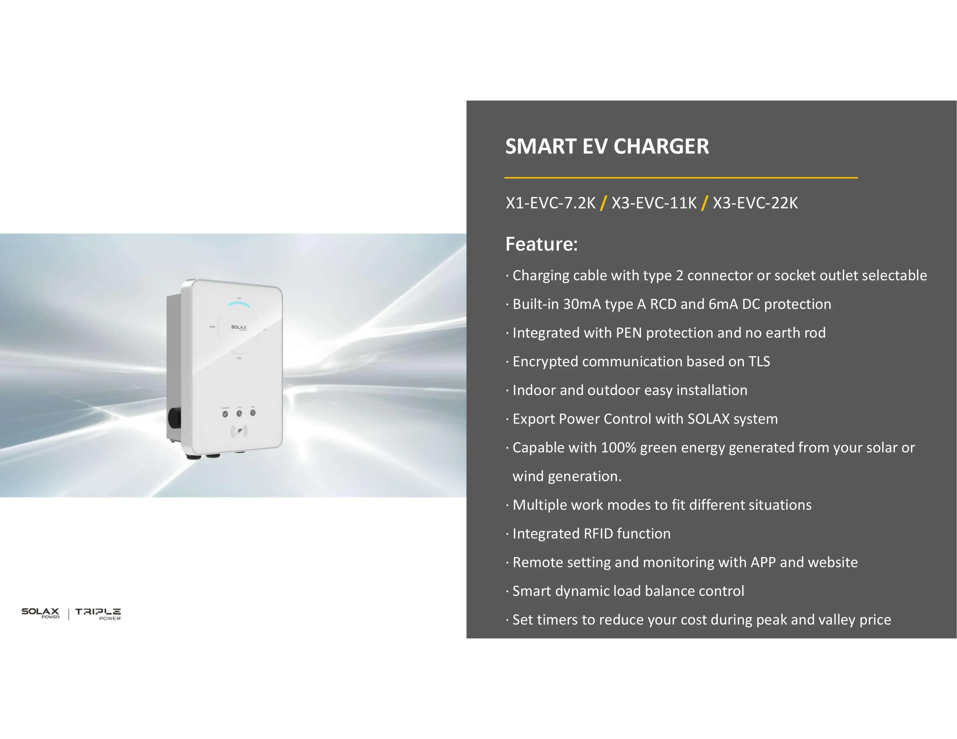 Solax 11KW & 22KW EV Wall Charger - WiFi Enabled, Fast Charging for ...