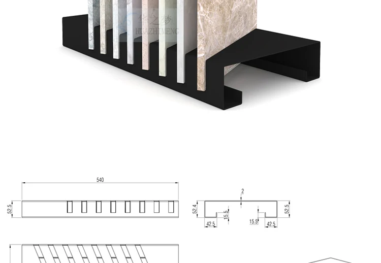 Simple Stone Quartz Sample Display Rack - Metal & Customizable