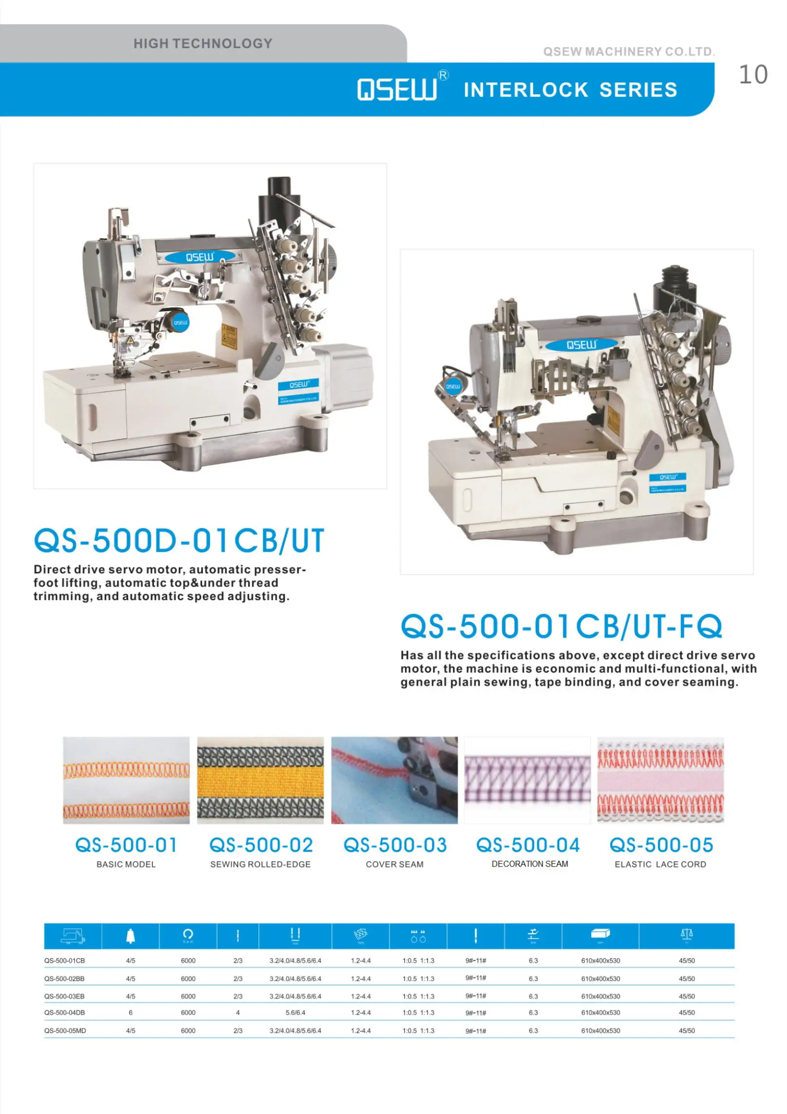 Qs-500d-01 Energy Saving Flat Bed Direct Drive High Speed Interlock ...