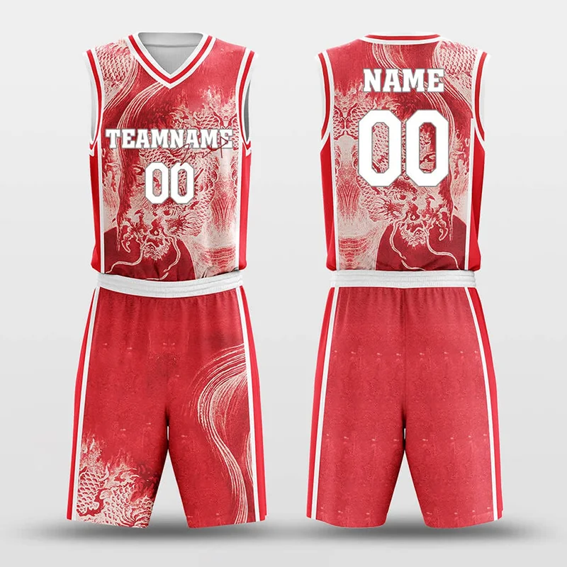 Custom Logo Red Basketball Uniform Jersey Sublimated Basketball Uniform ...