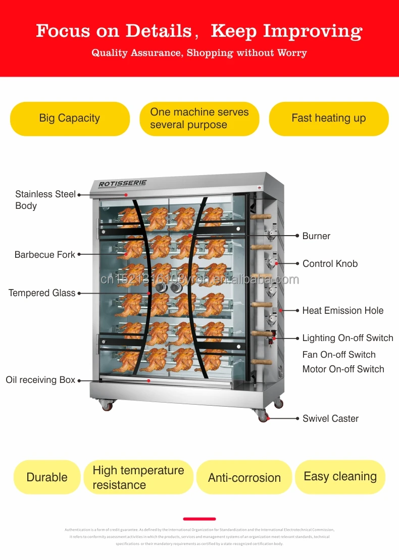 Heavy Duty Gas Rotisserie Machine for Roasting Chicken Meat and ...