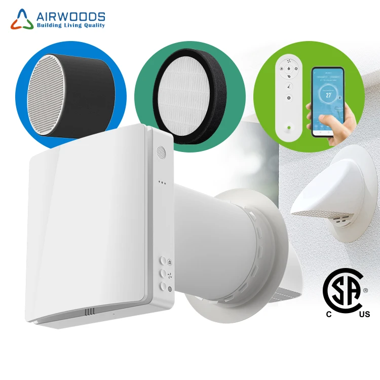 31dB(A) Erv Wall Mount DC Fan Air Ventilation 30M Wireless Control ...