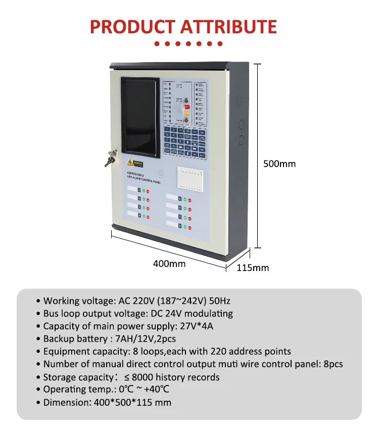 Addressable Fire Alarm Control Panel - 4 Loops, 220V