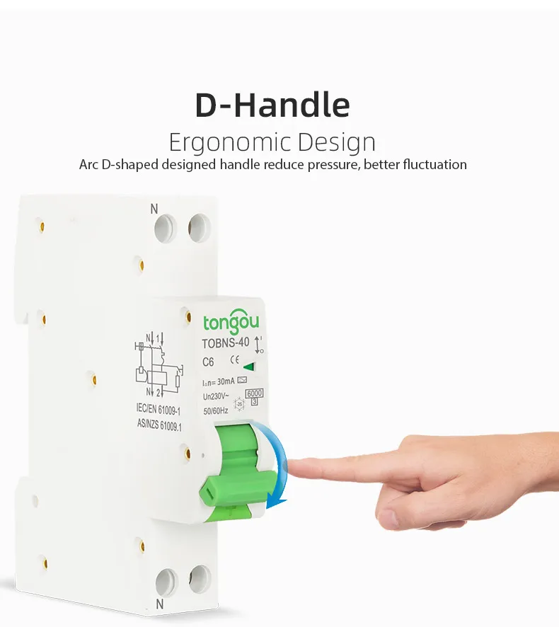 TOBNS-40 Curve C RCBO 1P+N 6KA 30ma - Overcurrent Protection
