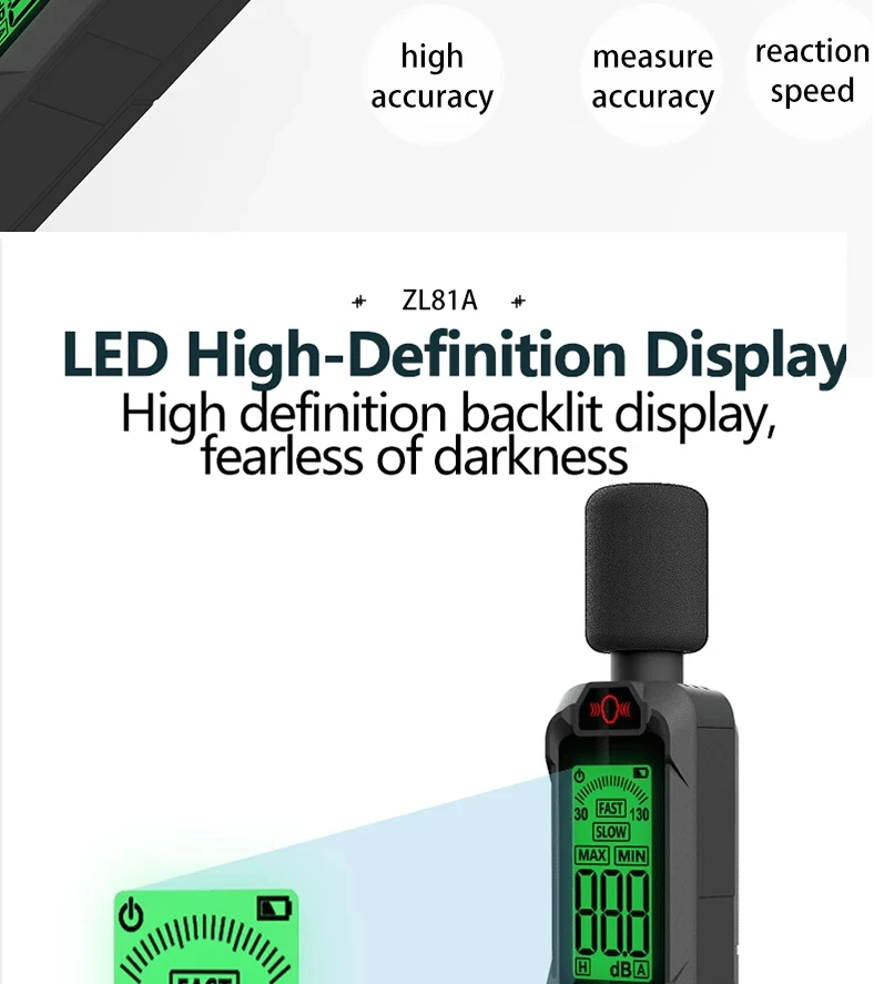 ZLLJMETER ZL81A Small Handheld Digital Decibel Meter 0.1dB Resolution ...