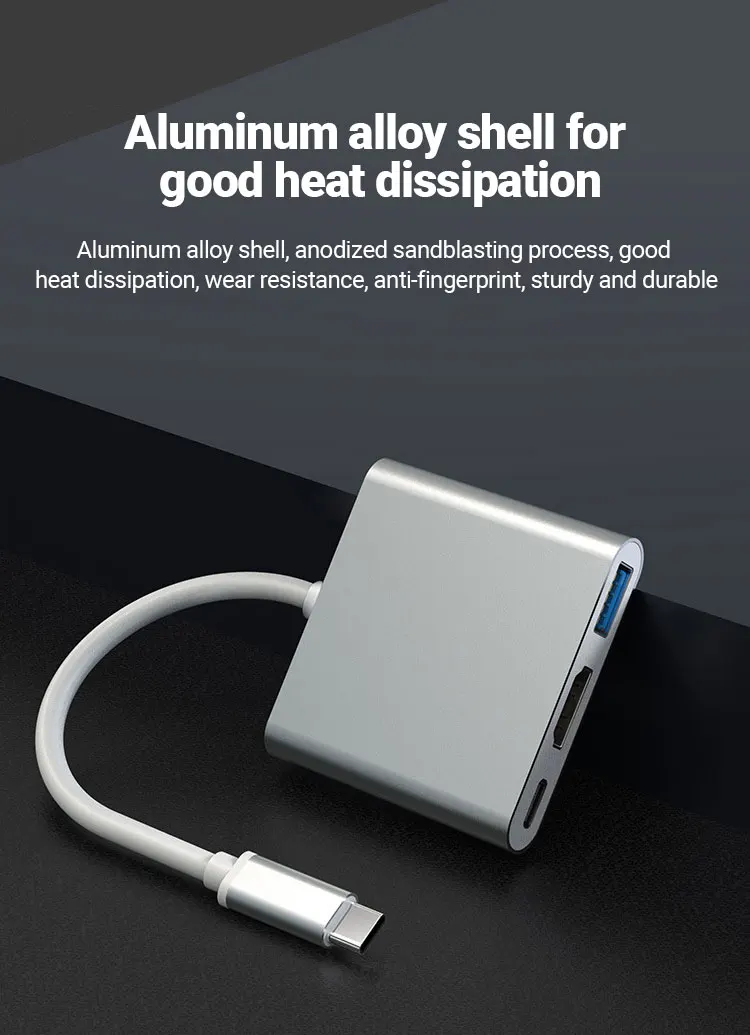 3in1 Usb-c 3 In 1 Port Computer Tv Pc Usbc 3.0 Adapter Phone Type-c Laptop Docking Station Type ...