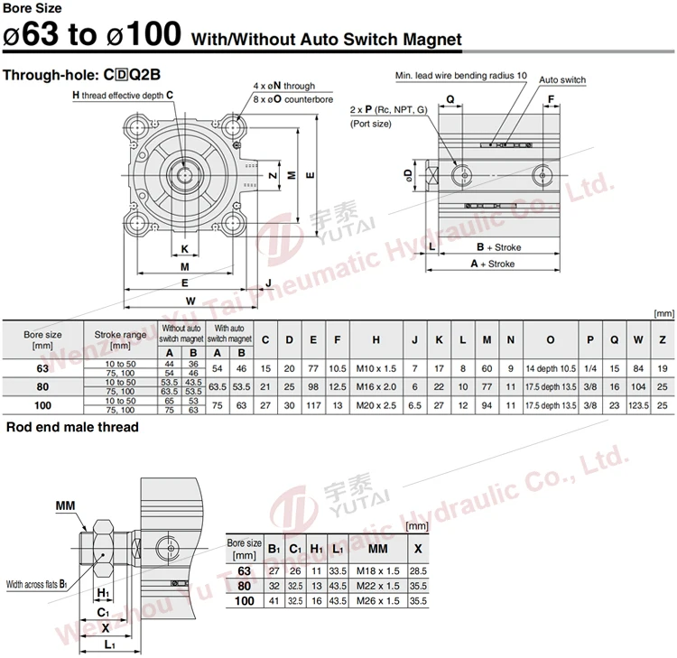 Cilindro De Aire Cq2b25-10,Cq2b25-20,Cq2b25-30,Cq2b25-40,Tipo Delgado,Estándar,Pistón Compacto ...