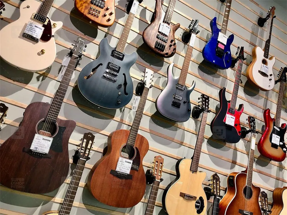 Custom Guitar Display Showcase for Music Shop - Lockable Lighting