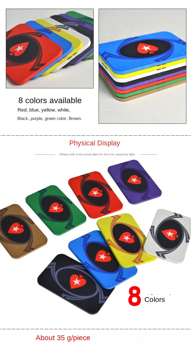 Rectangular Ceramic Chip Coin Without Face Value Texas Poker Black Jack ...