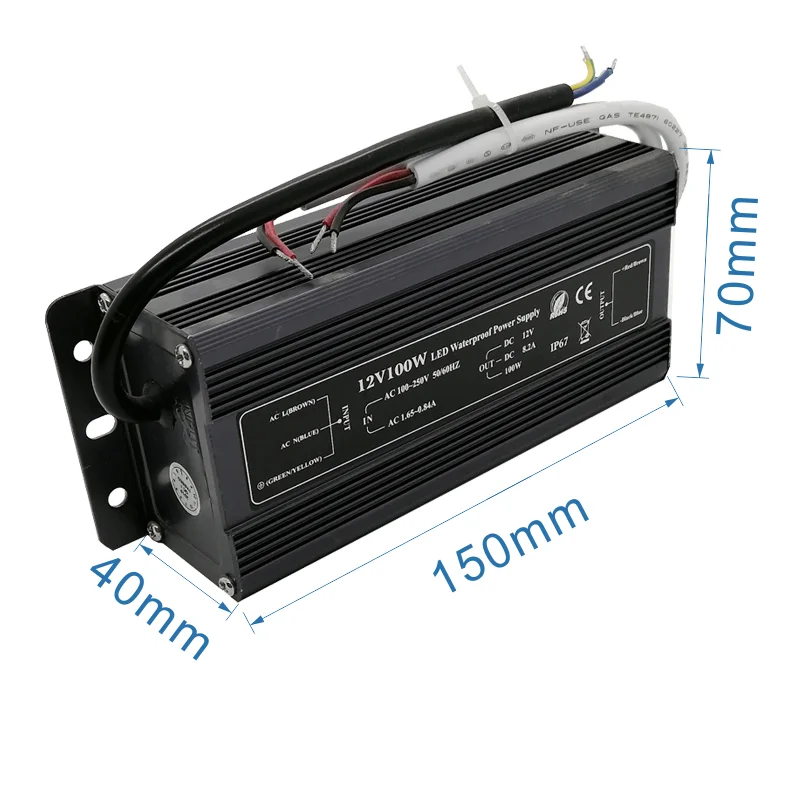 Ip67 Waterproof Power Supply 12v 100w For Outdoor Led Lights - Buy Ip67 Power Supply,Waterproof ...