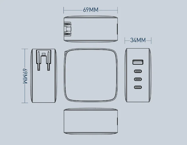 100W Four-port Gallium Nitride Charger Set Super Fast Charger Plug ...