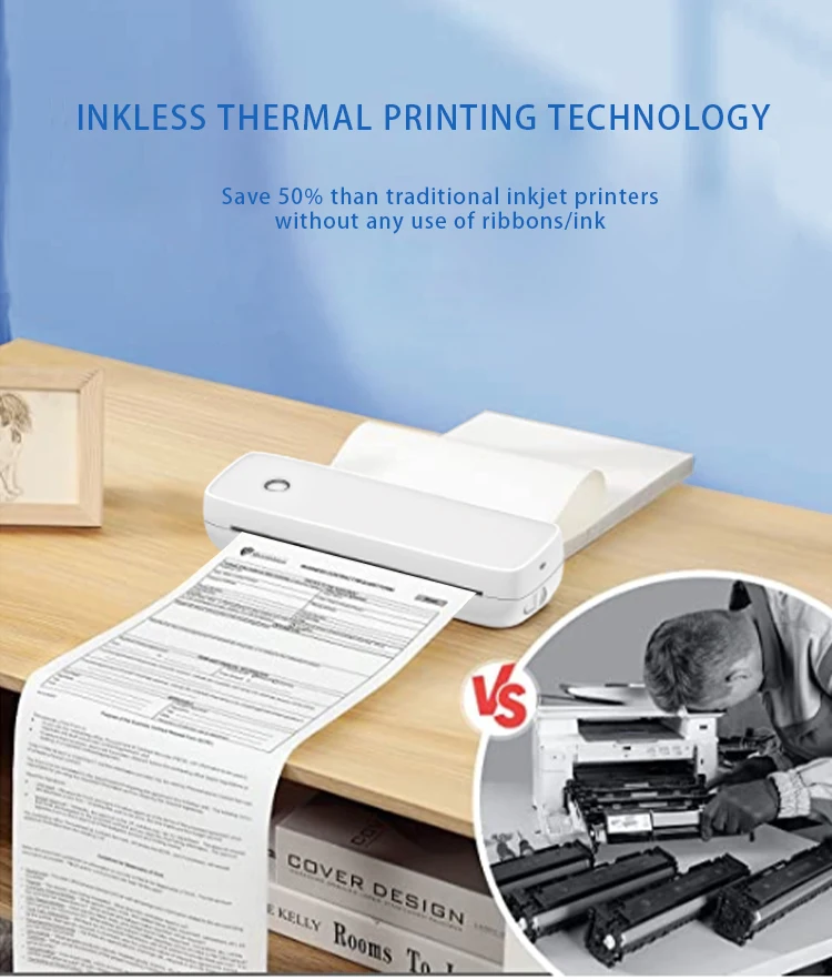 A4 Portable Printer Bluetooth Thermal Printer For Mobile Office & Home ...
