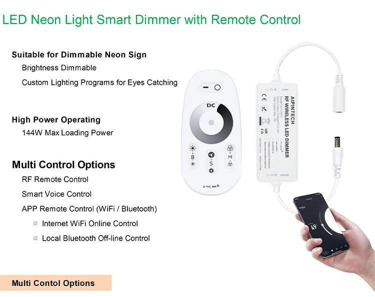 Custom Led Neon Sign Smart Dimmer 2.4g Rf Remote Wireless Control 12v ...