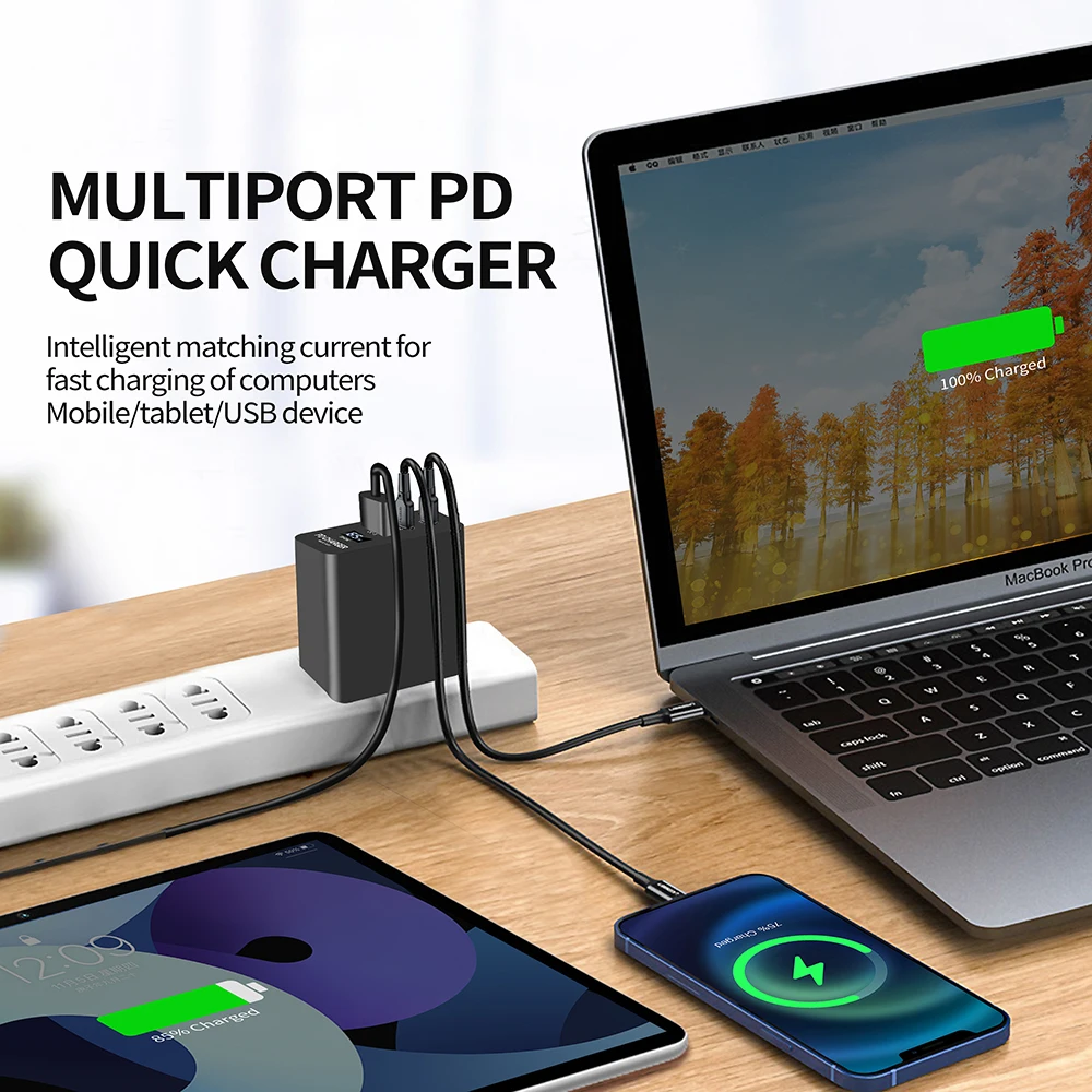 Gan Charger 65w Pd Multi-port Fast Charging Gan Wall Charger For Laptop ...