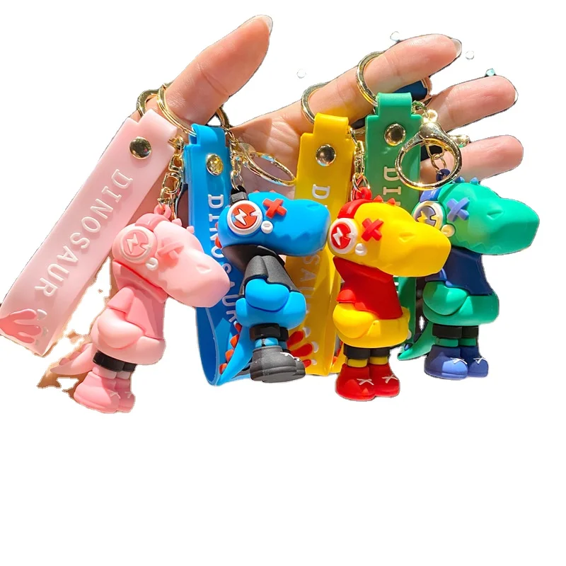 New Cartoon Lightning Music Dinosaur Keychain Doll Pendant Anime ...