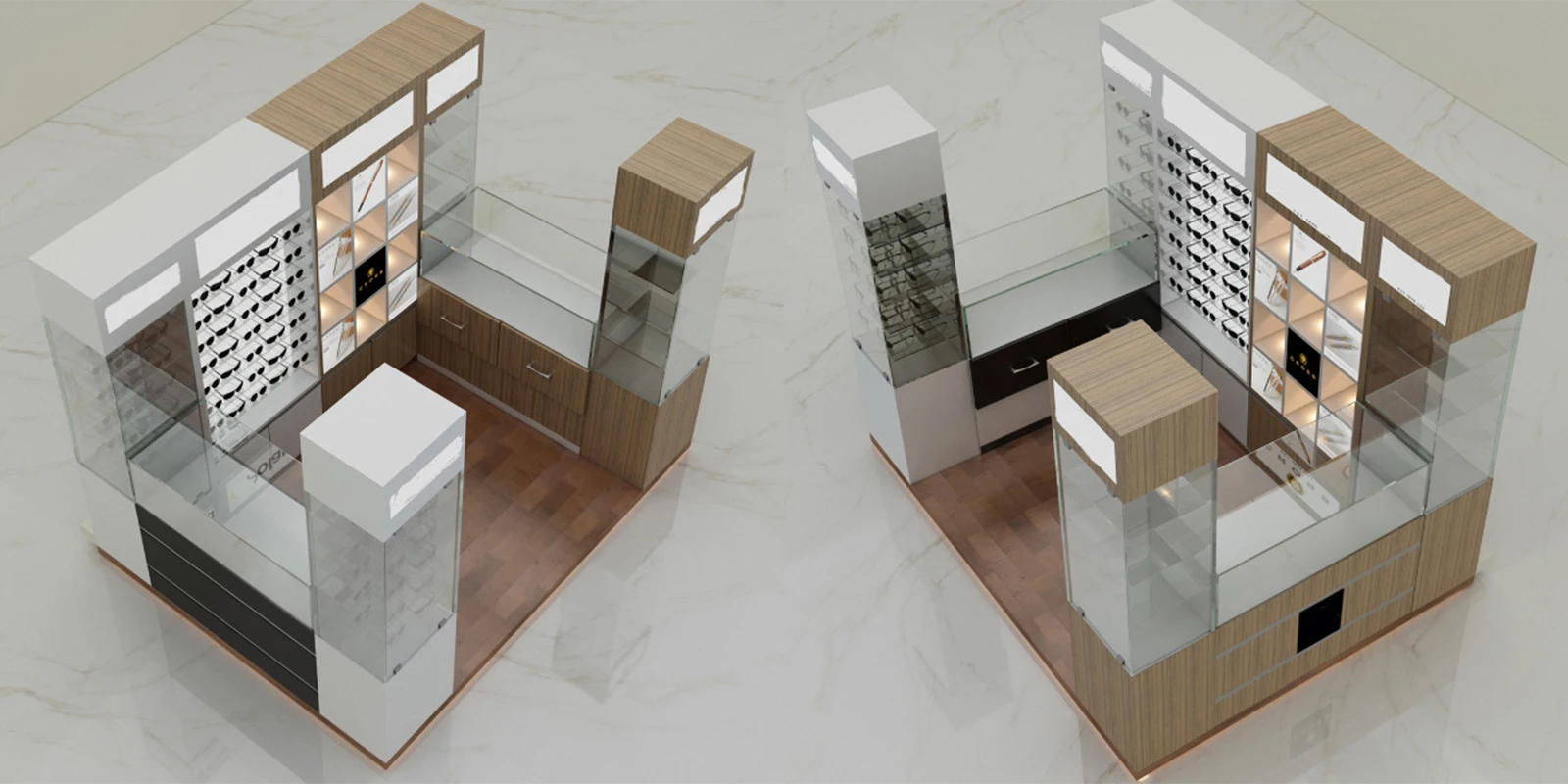 Artworld Displays Retail Glass Display Kiosk Sunglasses Kiosk for Mall ...