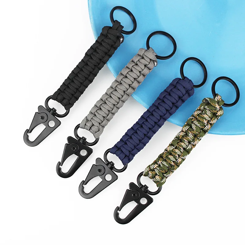 Seven-core Paracord Carabiner Survival Keychain Outdoor Hand-woven ...