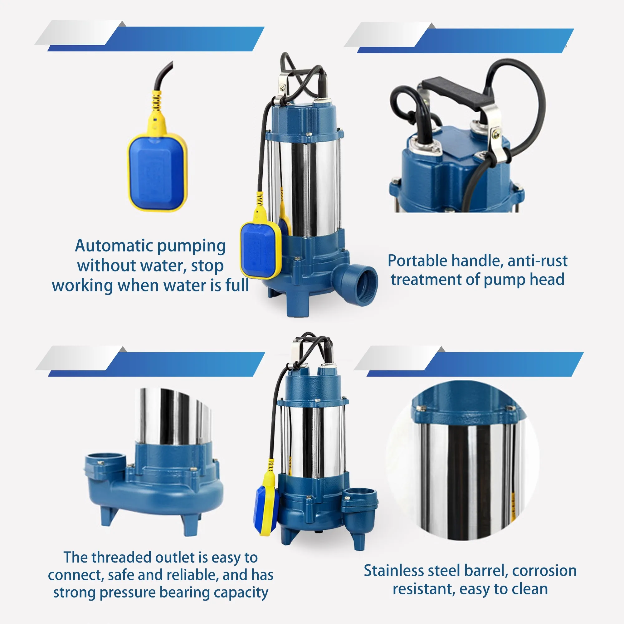 V-type Submersible Sewage Cut Water Sewage Pump Stainless