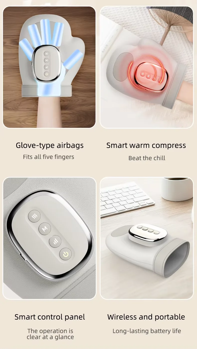 Cordless Electric Smart Hand Massager with Type C Charge 15 Min Timer ...