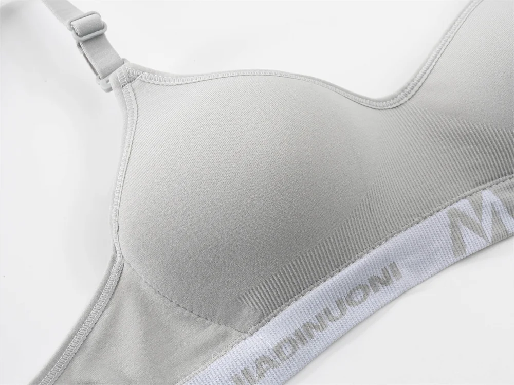 Solid Color Cotton School Underwear Girl Underwire Personality Letter ...