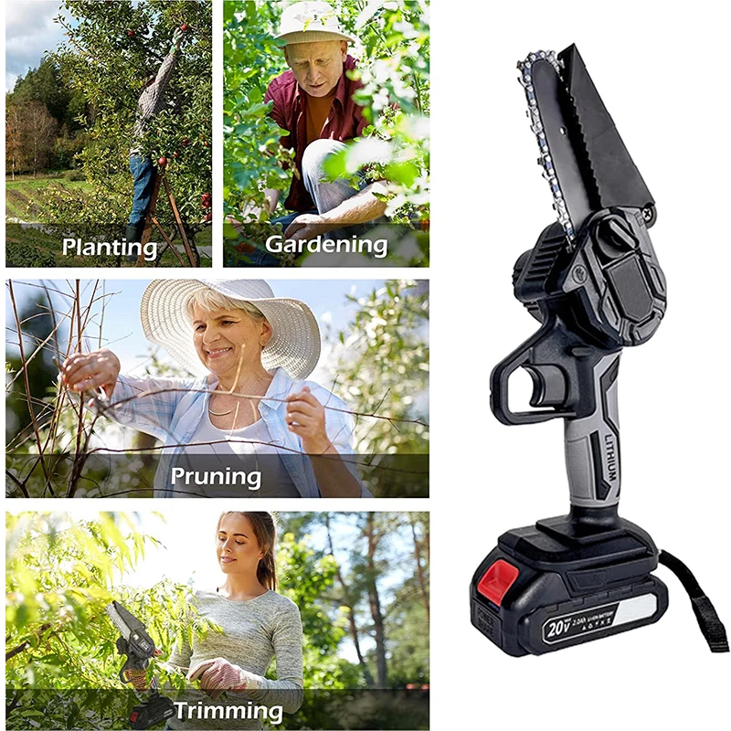 Chain Saw 4 Inch Lithium Chainsaw Household Small Rechargeable Cordless ...
