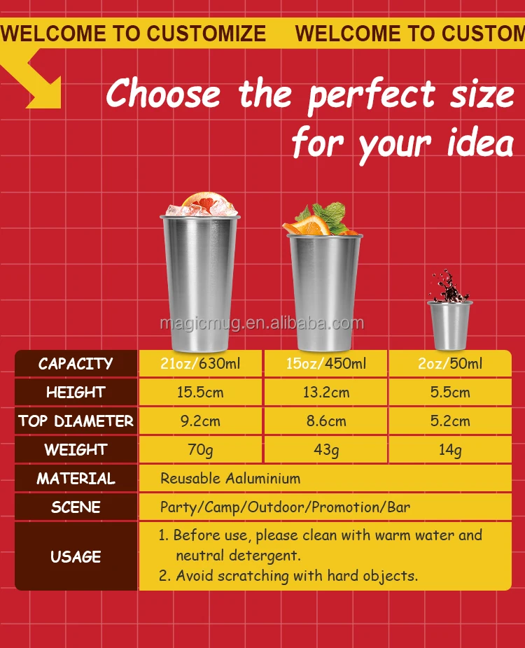 2oz/15oz/20oz Beer Tumbler Drink Custom Magic Metal Chill Cold Color ...