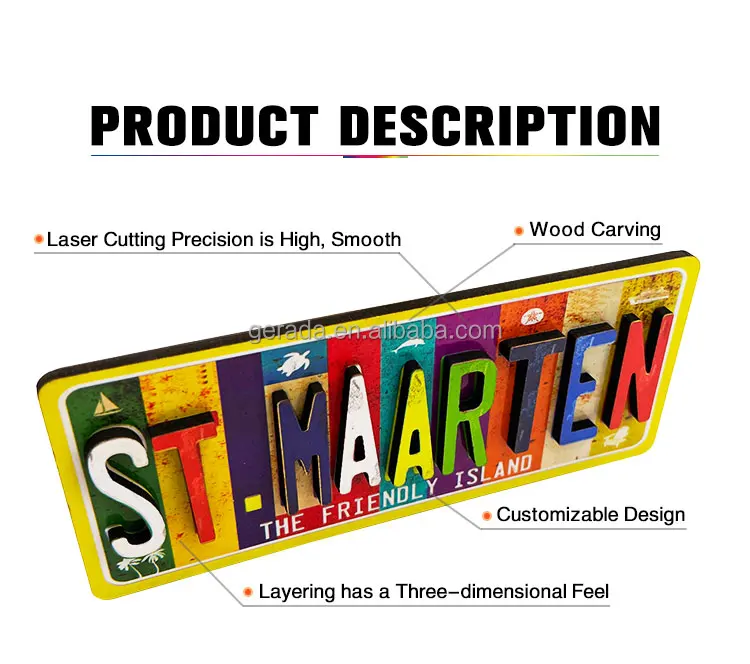 Customized Miami Beach, Florida, St.Maarten MDF Letters Fridge Magnet ...