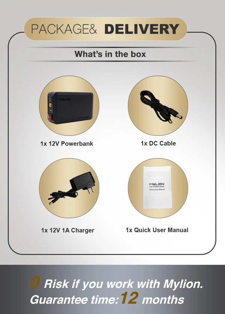 Mylion 12v 2a Power Bank Mini Portable Lithium Battery Back Up Power ...