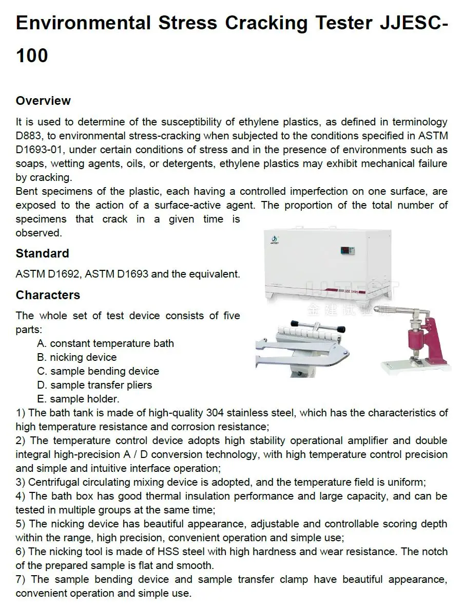 JJ-TEST Plastic Environmental Stress Crack Tester ASTMD1692 ASTMD1693 ...