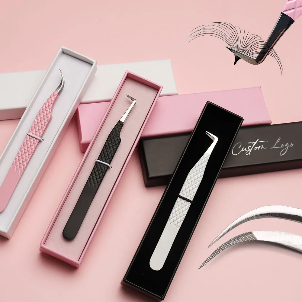 Private Label Volume Tweezers Custom Lash Extension Strong Isolation ...