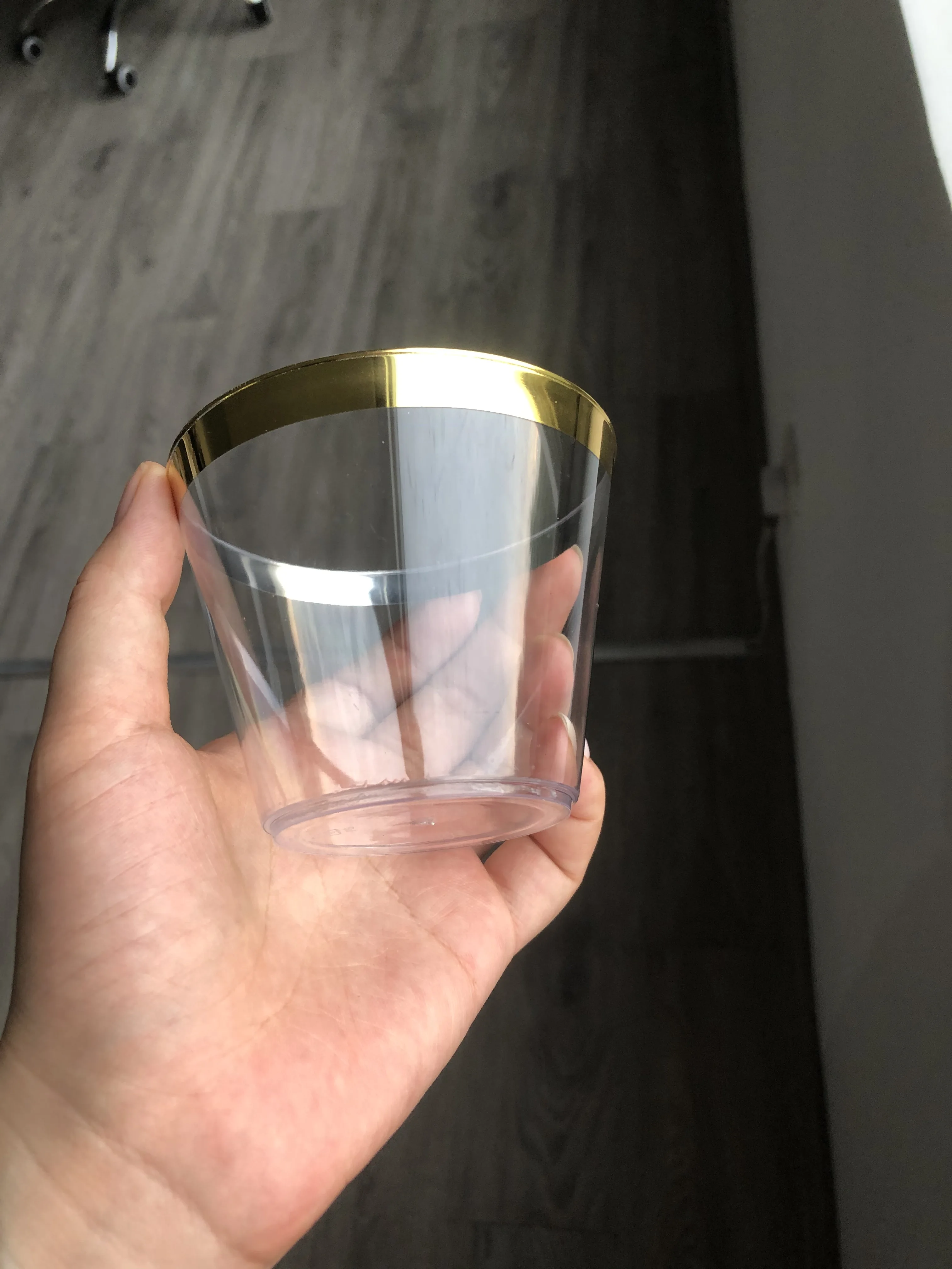 9oz Gold Rimmed Disposable Plastic Party Cups Elegant For Wedding Party ...