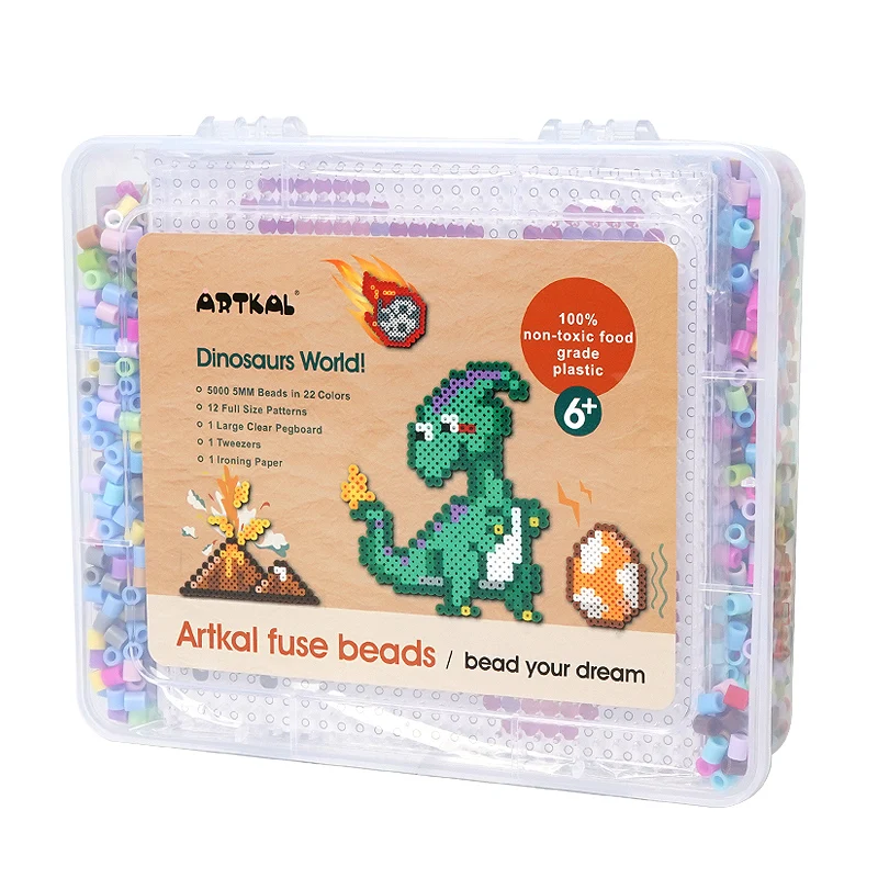 Diy Craft Fuse Iron Perler Bead Kit Toys For Kids Toy T Rex Perler ...
