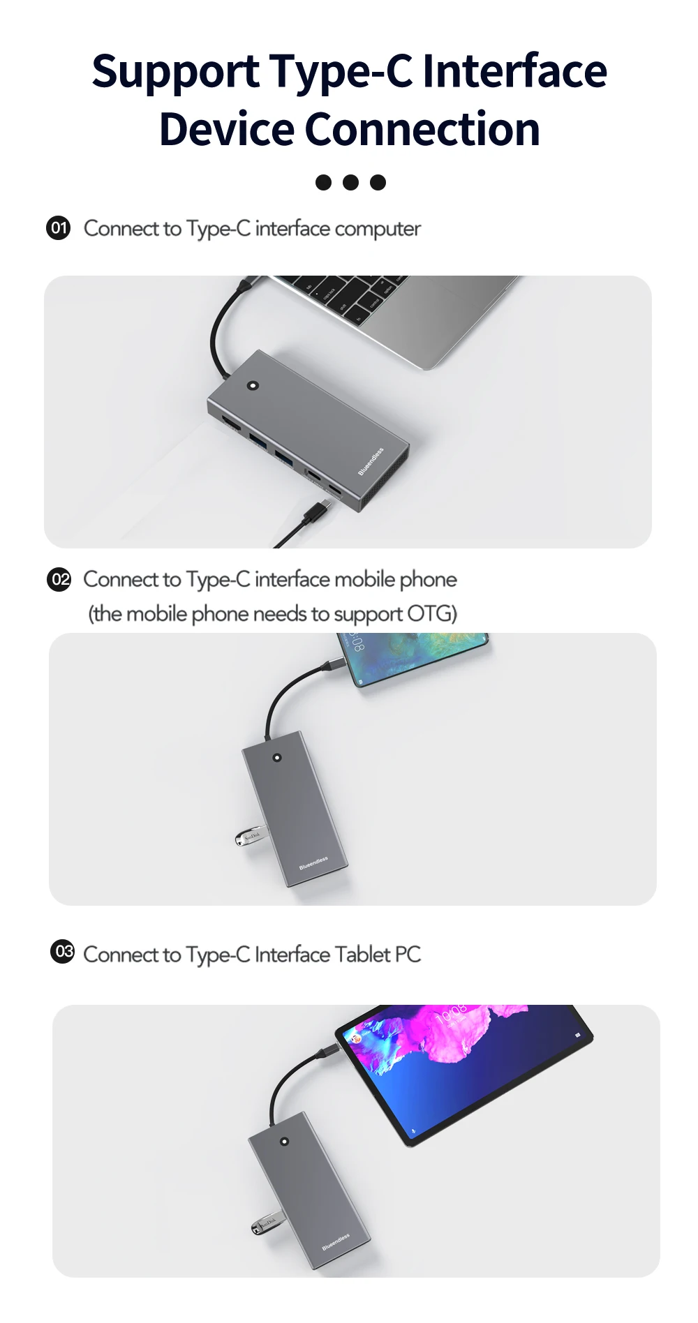 Type C Usb Port Hub Multiport 6 In 1 Usb C Hub Charging Station Pd Type ...