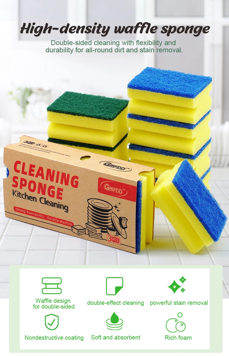 High-Density Kitchen Dish Scouring Pad Scrubber Cleaning Sponge with ...