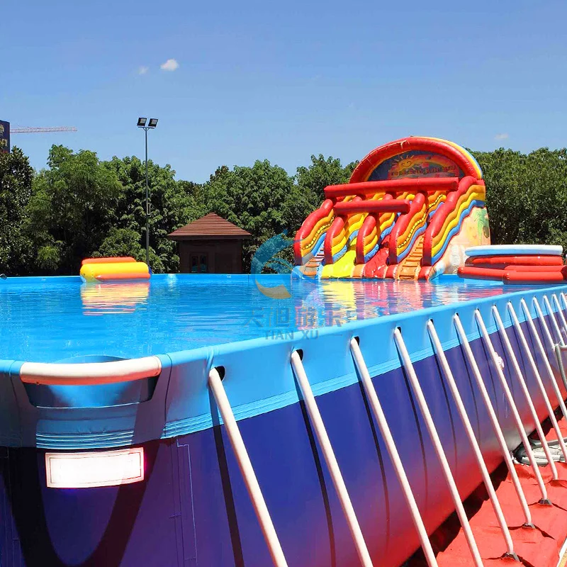 Outdoor Portable PVC Inflatable Rectangular Metal Frame Swimming Pool ...