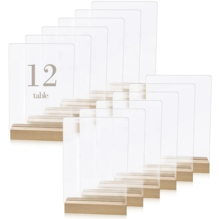 Blank Acrylic Table Sign With Wooden Stands clear Acrylic Tabletop Sign ...