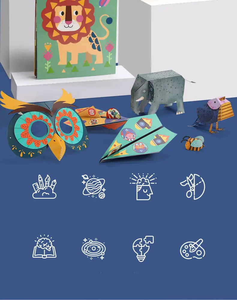 Jh Colourful Animal 3d Paper Toys Favors Supplies Decorations Party ...