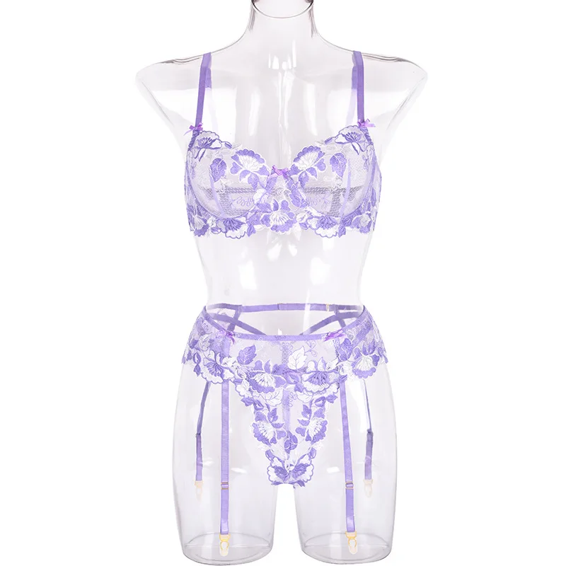 L3576 2023 Flower Garter Belt Three Piece Sexy Body Shaping Underwear ...
