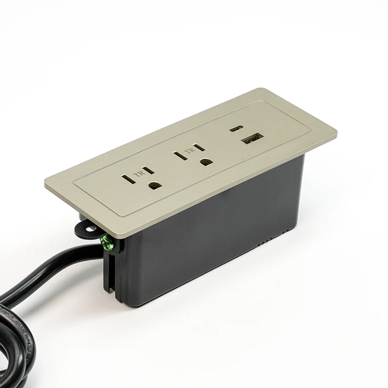 Golden New US Recessed Desk Power Outlet with USB C