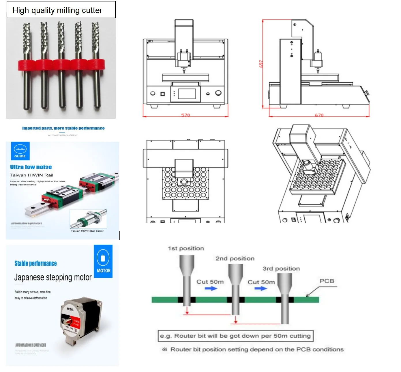 Table Top Milling PCB Cutter Divider Router PCBA Separator