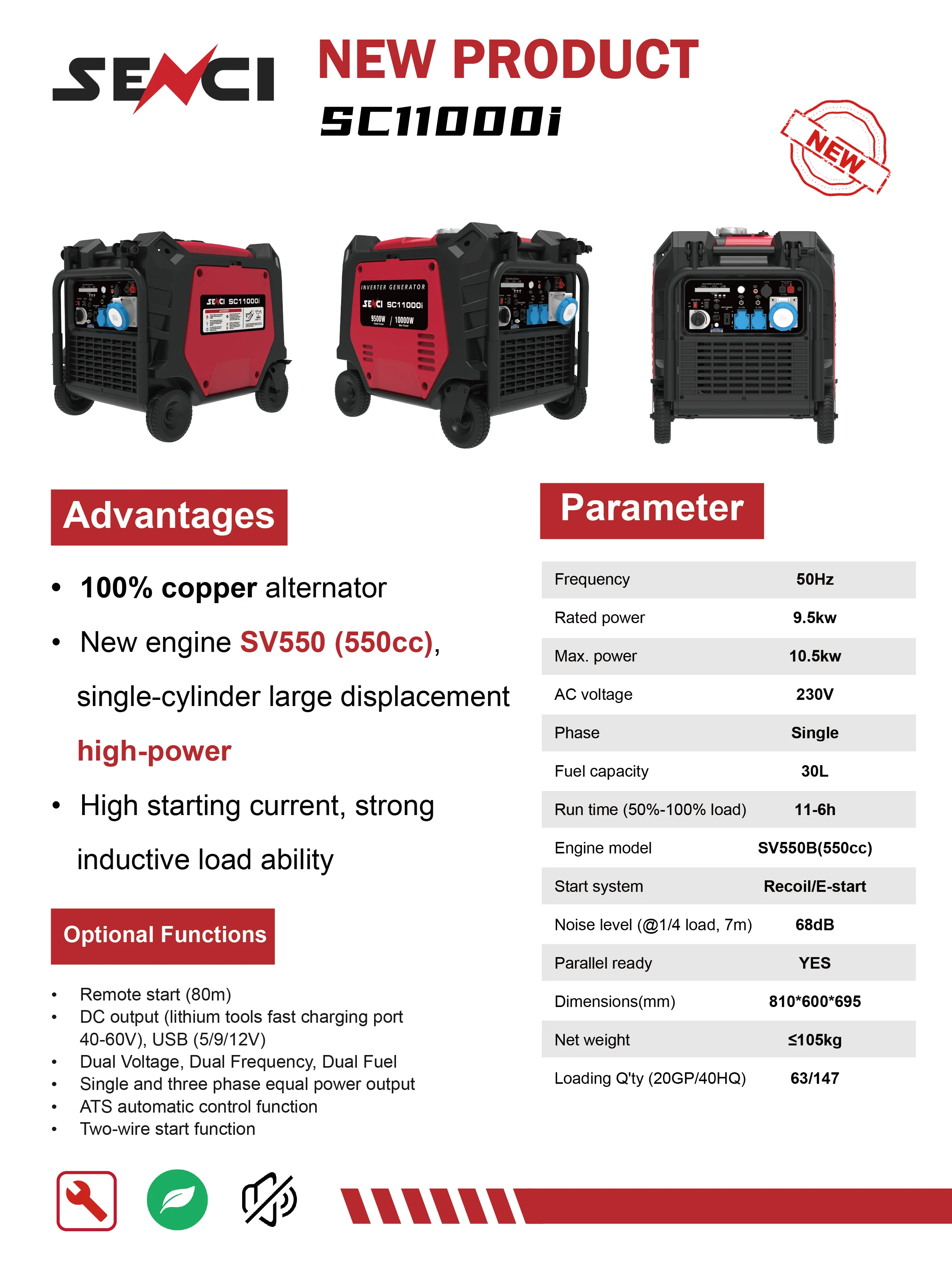 Senci 9500 Watt Silent Generator Copper Alternator Economy System ...