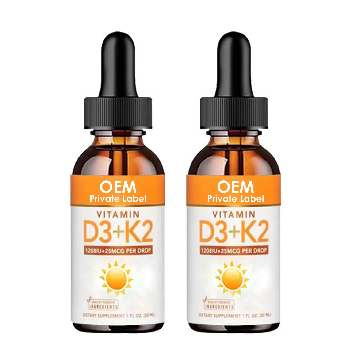 OEM Organic Vitamin D3 K2 Drops MCT Oil Non-GMO Omega 35000 IU Vitamin ...