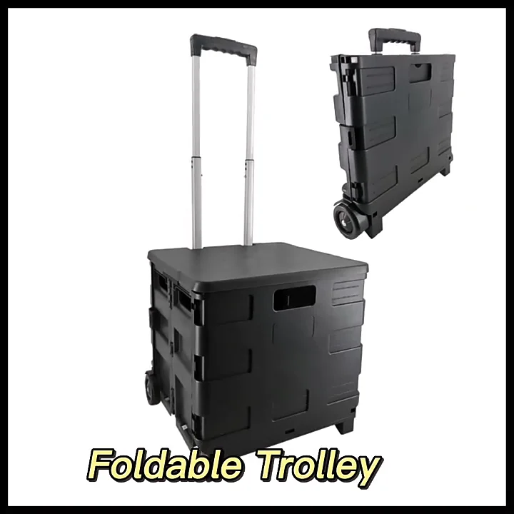 Plastic Rolling Fold Up Pull Trolley Shopping Cart - Buy Rolling ...
