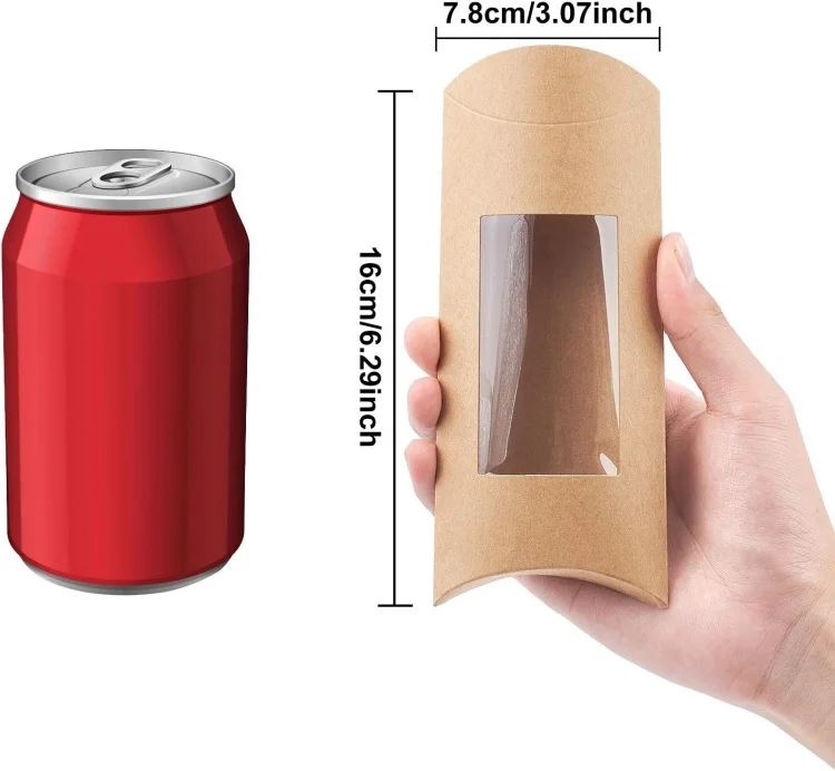 Pillow Shape Paper Box With Transparent Window Paper Boxes For Sweets ...