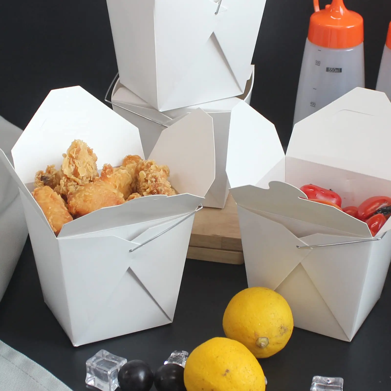 16 Oz White Chinese Takeout Food Containers With Handle Leak-grease ...