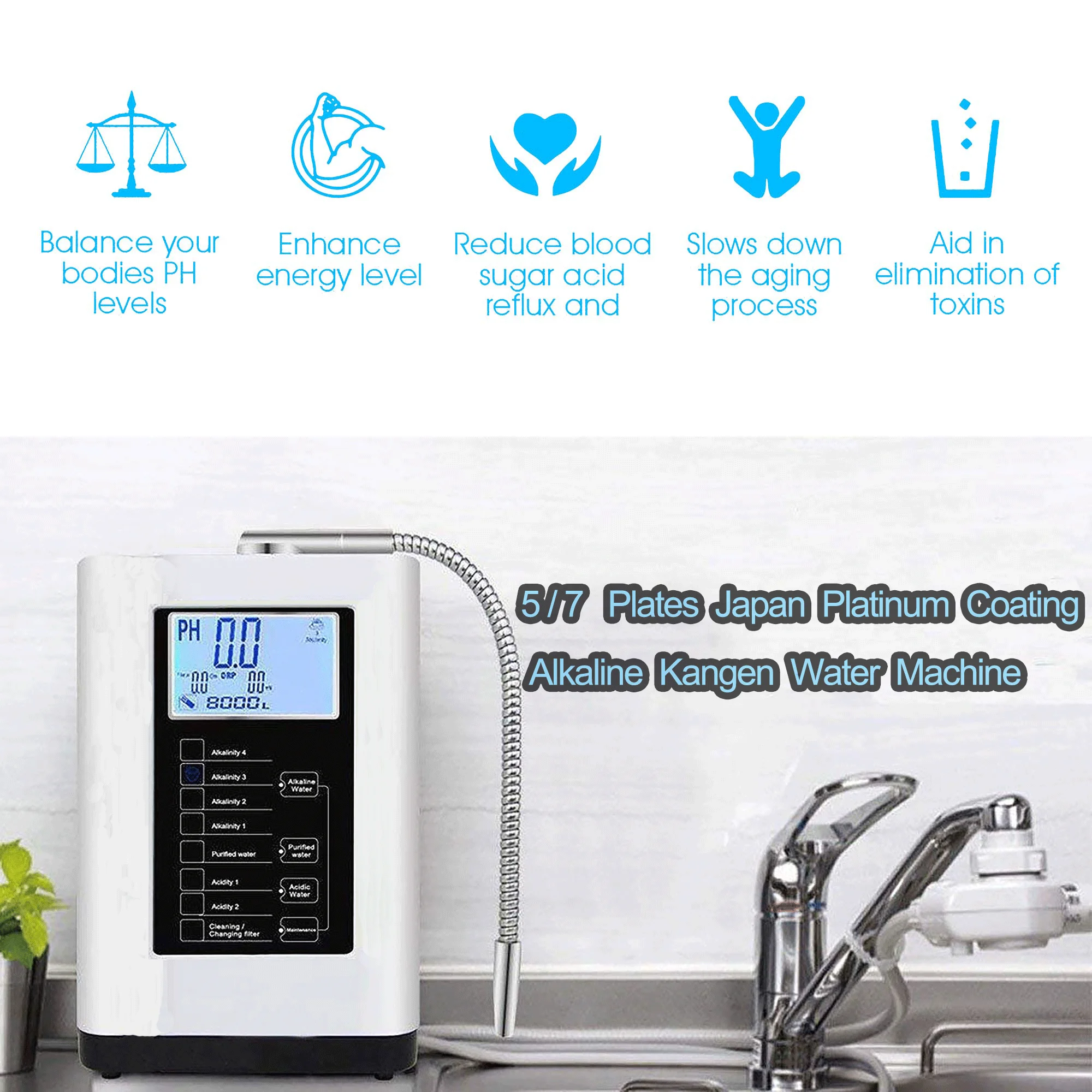 Japan 7 Plates Kangen Water Machine Alkaline Water Ionizer With Japan ...