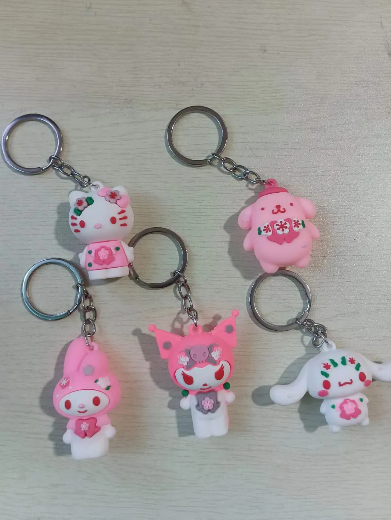 Sanrio Cinnamon Dog Kuromi With Ring 3d Anime Keychain Silicone Plastic ...